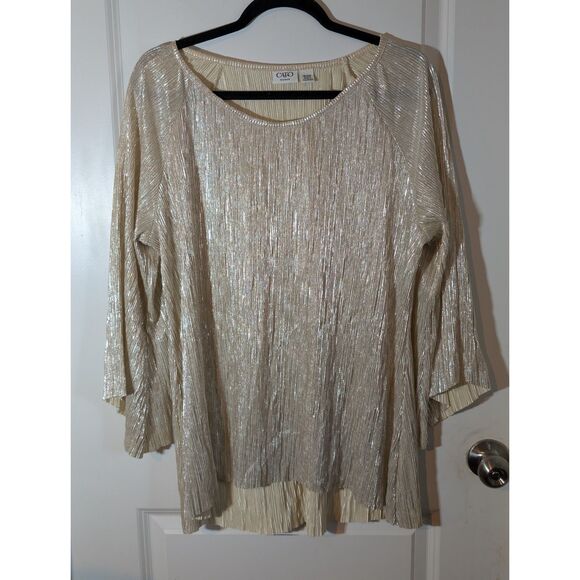 Cato | Tops | Cato Metallic Gold Blouse 82w | Poshmark